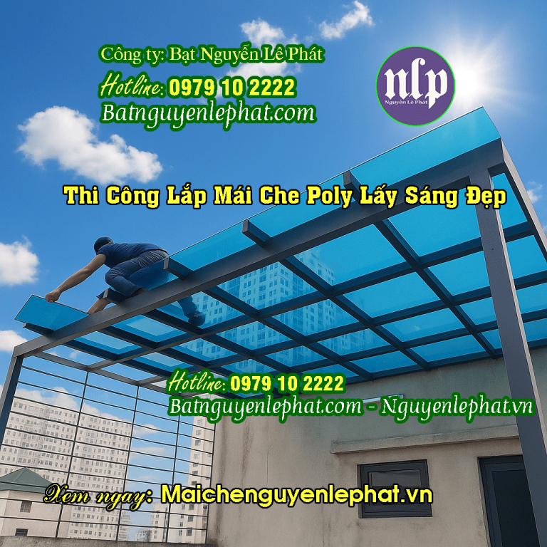 Thi Công Lắp Mái Nhựa Poly Lấy Sáng Tại Thủ Dầu Một - Bạt Nguyễn Lê Phát